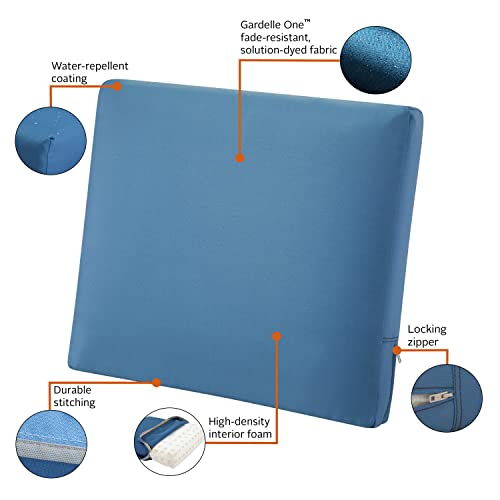Classic Accessories Ravenna Water-Resistant 25 x 22 x 4 Inch Patio Back Cushion, Empire Blue