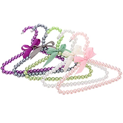 balacoo 5pcs Dog Cat Pet Clothes Hanger Pearl Beads Metal Elegant Clothes Hangers Dress Coat Hangers Closet Coat Dry Rack Storage Organizer for Children 20CM