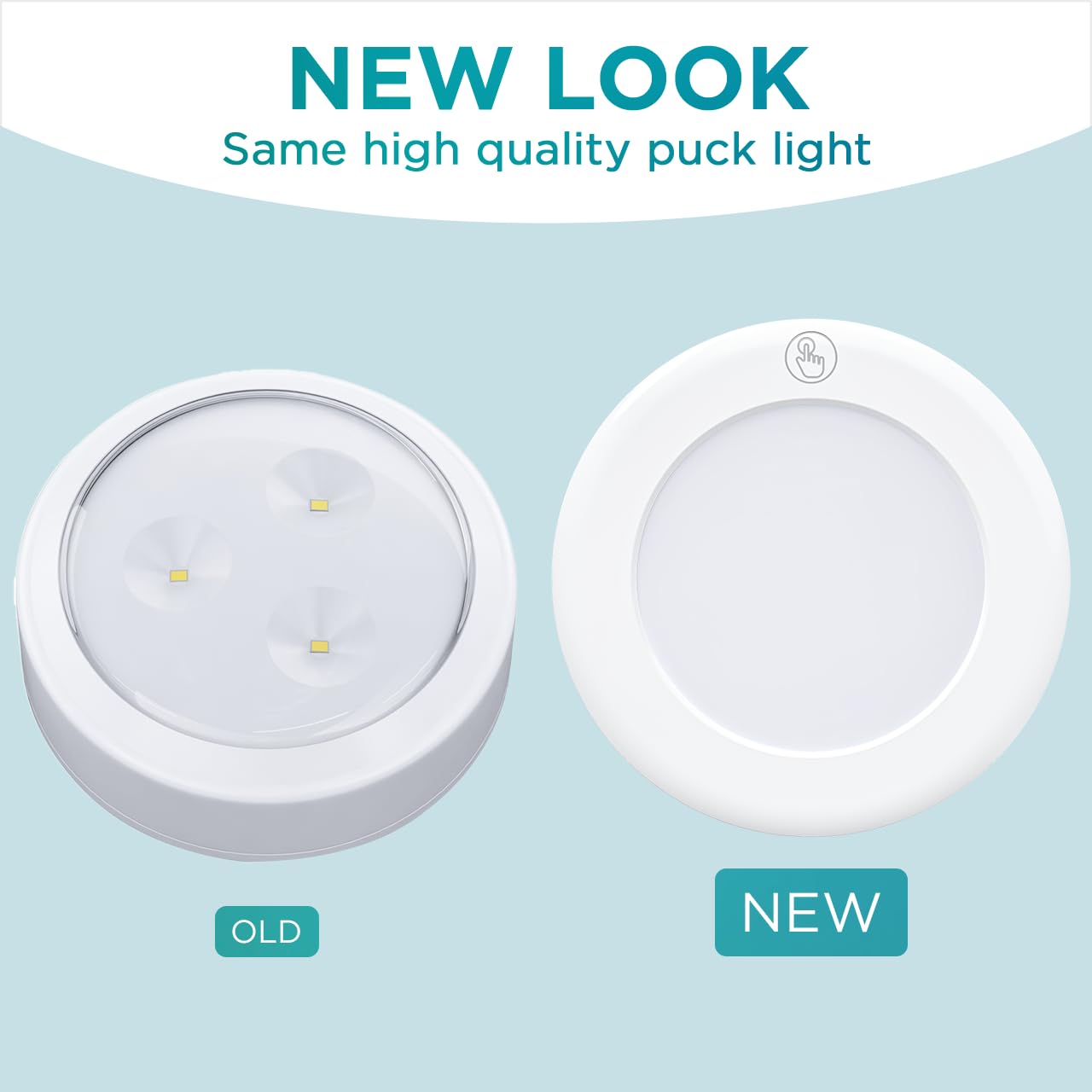Brilliant Evolution Ultra Thin Wireless LED Touch Lights Stick On - Battery Operated Under Cabinet Lighting - Round Puck Lights for Closet, Countertop - Stick On Push Lights for Home Decor - Pack of 2