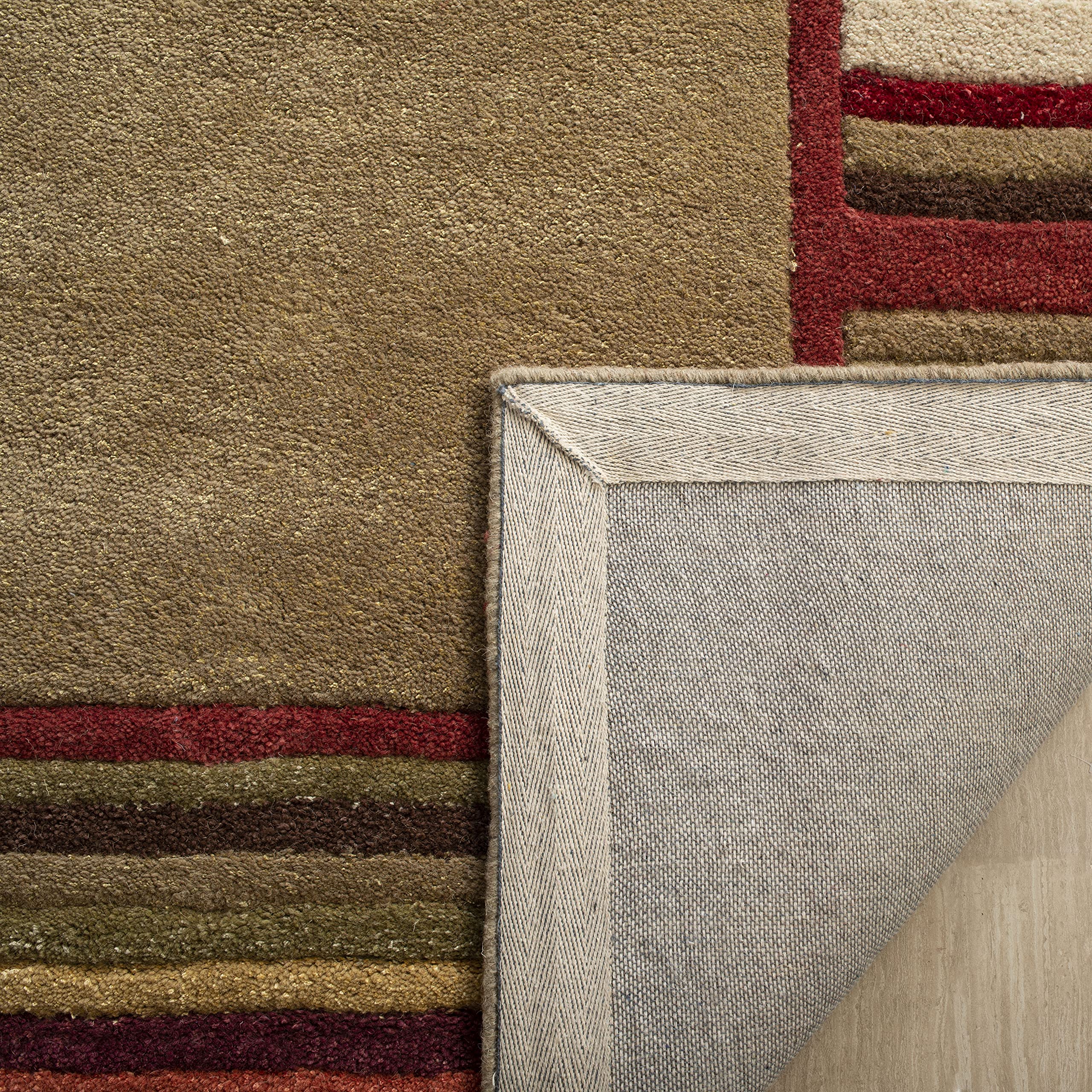 Martha Stewart Collection by SAFAVIEH 8' x 10' Lead Gray MSR4715B Handmade Striped Border Wool & Viscose Area Rug
