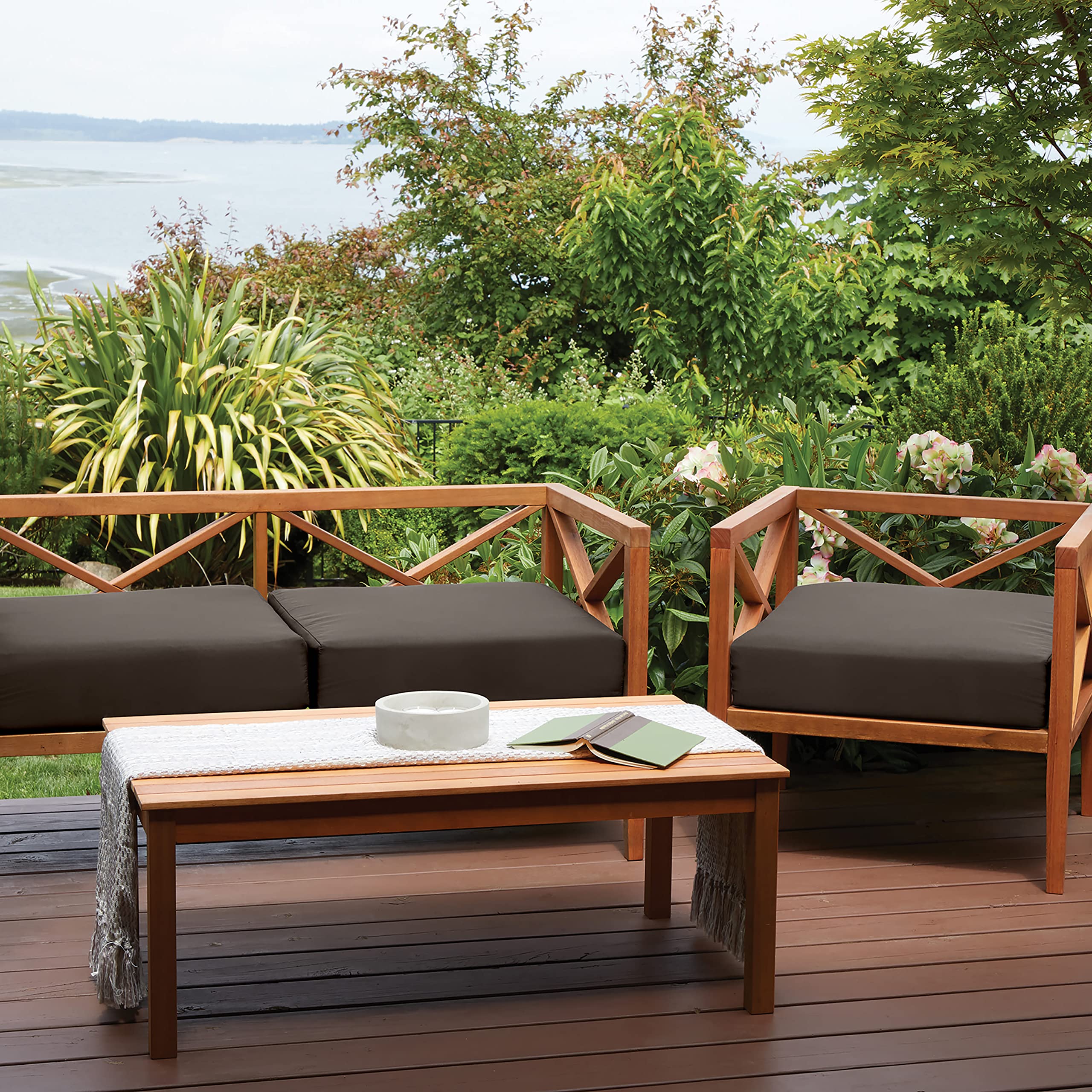 Classic Accessories Ravenna Water-Resistant 17 x 15 x 2 Inch Patio Seat Cushion, Espresso