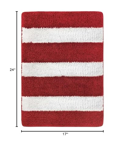 MICRODRY Home Inspirations Collection Soft & Cozy Bath Mats for Bathroom, Memory Foam Bathroom Rugs with Skid Resistant Base, Ultra Absorbent Microfiber Bath Mat, 17x24, Small, Red