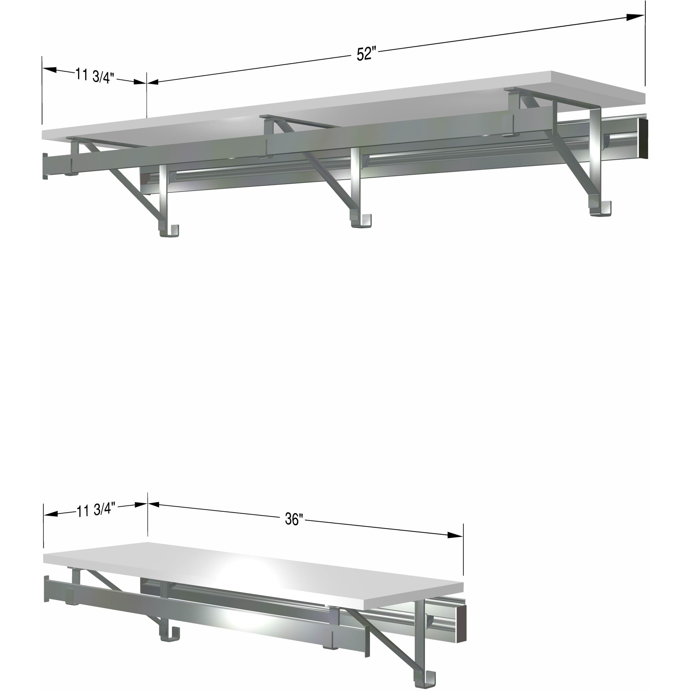 Arrange A Space RCMBY Elite 52" Top and Bottom Shelf Rod kit with Long Hang White Closet System