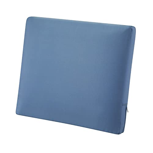 Classic Accessories Ravenna Water-Resistant 25 x 22 x 4 Inch Patio Back Cushion, Empire Blue