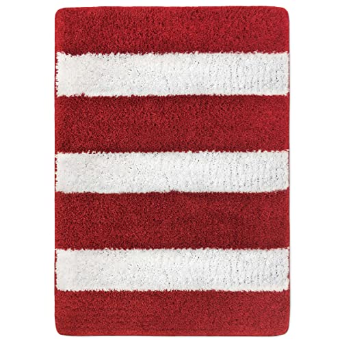 MICRODRY Home Inspirations Collection Soft & Cozy Bath Mats for Bathroom, Memory Foam Bathroom Rugs with Skid Resistant Base, Ultra Absorbent Microfiber Bath Mat, 17x24, Small, Red