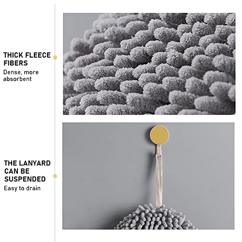 2pcs Soft Hand Drying Hanging Ball, High Absorbent Chenille Fuzzy Ball Plush Sponge Ball Shaped, Thick Drying Cloth Hand Towel for Home Kitchen & Bathroom(Size:2pcs)