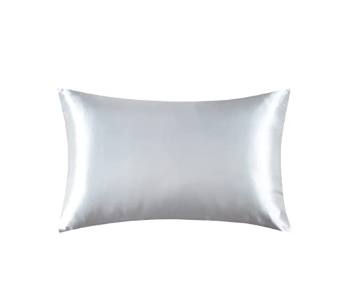Pack of 2 Satin Pillowcases for Hair and Skin, Satin Pillow Cases Set of 2 Pillow Cover with Envelop Closure (King, Silver)