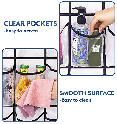 KEETDY 28 Large Clear Over The Door Shoe Rack and 5-Shelf Over the Door Organizer Hanging Door Storage for Closet