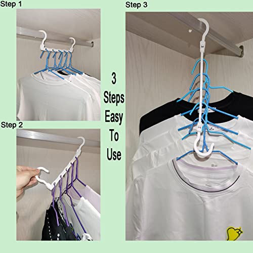 Space Saving Hangers - Sturdy Plastic Magic Hangers 5 Holes Hanging Closet Organizers for Clothes Shirt Dress Small Space Organization and Storage Apartment College Dorm Room Essential(8pcs)