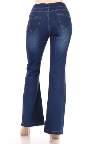 Women's Flare Jeans Stretch Bootcut Denim Jean Jeggings Slim Flare Pants Dark Wash Blue Size M