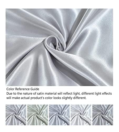 Pack of 2 Satin Pillowcases for Hair and Skin, Satin Pillow Cases Set of 2 Pillow Cover with Envelop Closure (King, Silver)