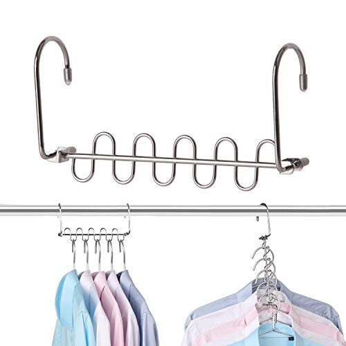 Bloberey Space Saving Hangers 6x2 Slots Metal Magic Cascading Hanger Closet Organizer Hanging Closet Wardrobe Closet System(4 Pack)