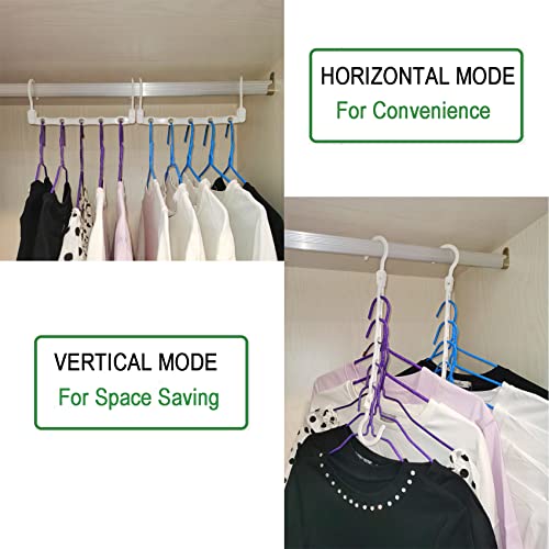 Space Saving Hangers - Sturdy Plastic Magic Hangers 5 Holes Hanging Closet Organizers for Clothes Shirt Dress Small Space Organization and Storage Apartment College Dorm Room Essential(8pcs)