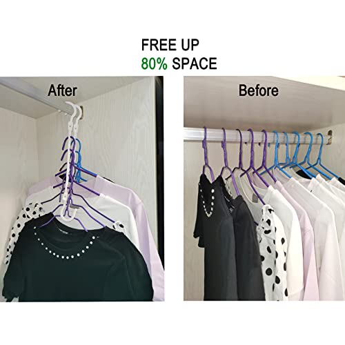Space Saving Hangers - Sturdy Plastic Magic Hangers 5 Holes Hanging Closet Organizers for Clothes Shirt Dress Small Space Organization and Storage Apartment College Dorm Room Essential(8pcs)