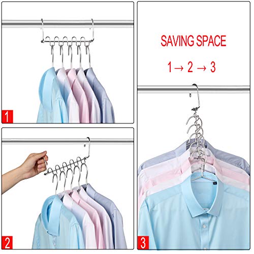 Bloberey Space Saving Hangers 6x2 Slots Metal Magic Cascading Hanger Closet Organizer Hanging Closet Wardrobe Closet System(4 Pack)
