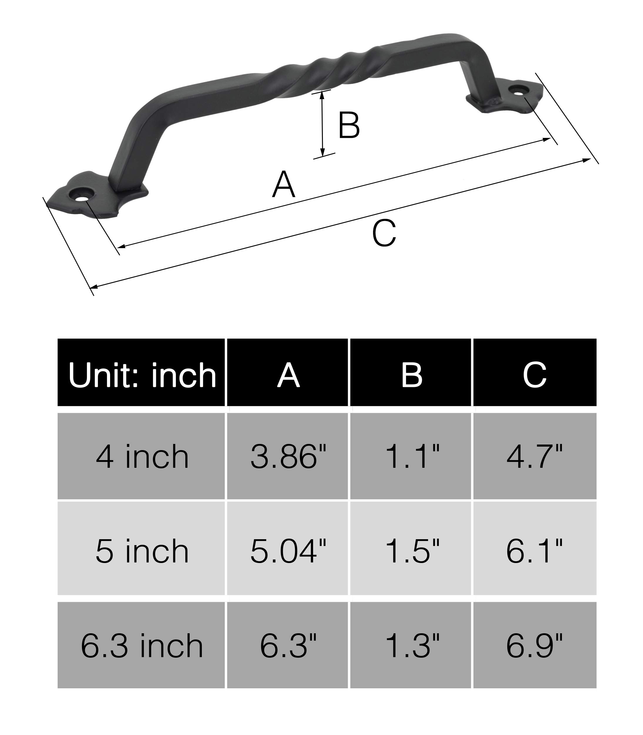 OVOV 2 Pack Barn Door Pull Handle Hardware for Wooden Garden Gate Shed Cabinet Door (6inch)