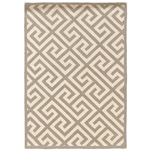 Riverbay Furniture 8' x 10' Hand Hooked Key Wool Rug in Gray