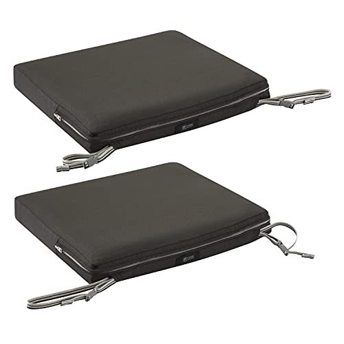 Classic Accessories Ravenna Water-Resistant 17 x 15 x 2 Inch Patio Seat Cushion, Espresso
