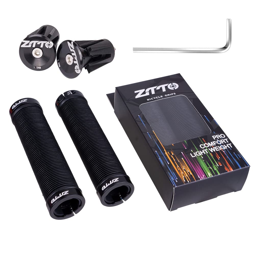 ZTTO Bike Handlebar Grips, Double Lock Bicycle Handle Bar Soft Non-Slip Rubber Hand Grip Comfortable Ergonomic for BMX, Mountain Bike, Beach Bike, Scooter, Folding Bike