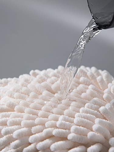 MAYITBE Soft Absorbent Chenille Hand Towels, Decorative Hanging Fuzzy Towels Ball, Thick Drying Cloth Hand Towel for Home Kitchen & Bathroom (Grey*2)