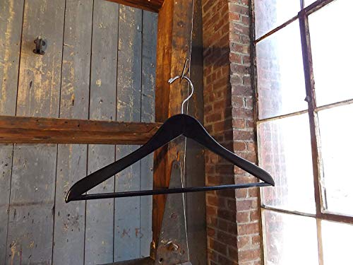 NAHANCO 8217CH20 Economy Wooden Suit Hanger with Attached Pant Bar, Chrome Hook, 17", Black (Pack of 20)