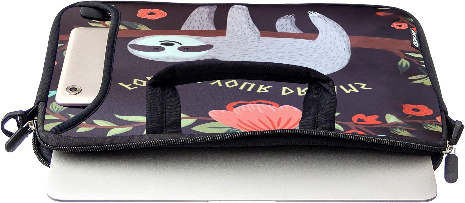 RICHEN 11 11.6 12 12.5 13 inches Laptop/Chromebook/Notebook PC Messenger Bag Tablet Travel Case Neoprene Handle Sleeve with Shoulder Strap (11-13.3 inch, Sloth)