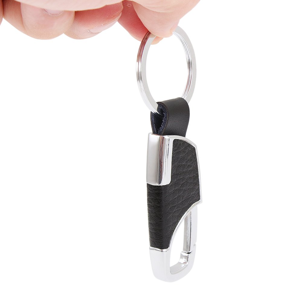 Reenfaya Key Chain with Leather Heavy Duty for Men and Women,Upscale Car Keychain Key Ring Key Holder-2 Pack(Black/Brown) (RF01)