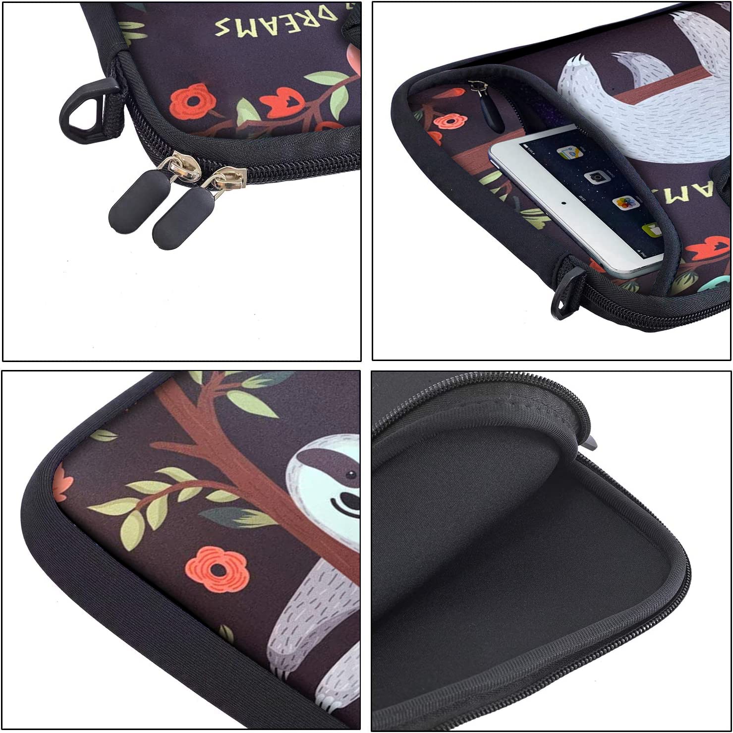 RICHEN 11 11.6 12 12.5 13 inches Laptop/Chromebook/Notebook PC Messenger Bag Tablet Travel Case Neoprene Handle Sleeve with Shoulder Strap (11-13.3 inch, Sloth)