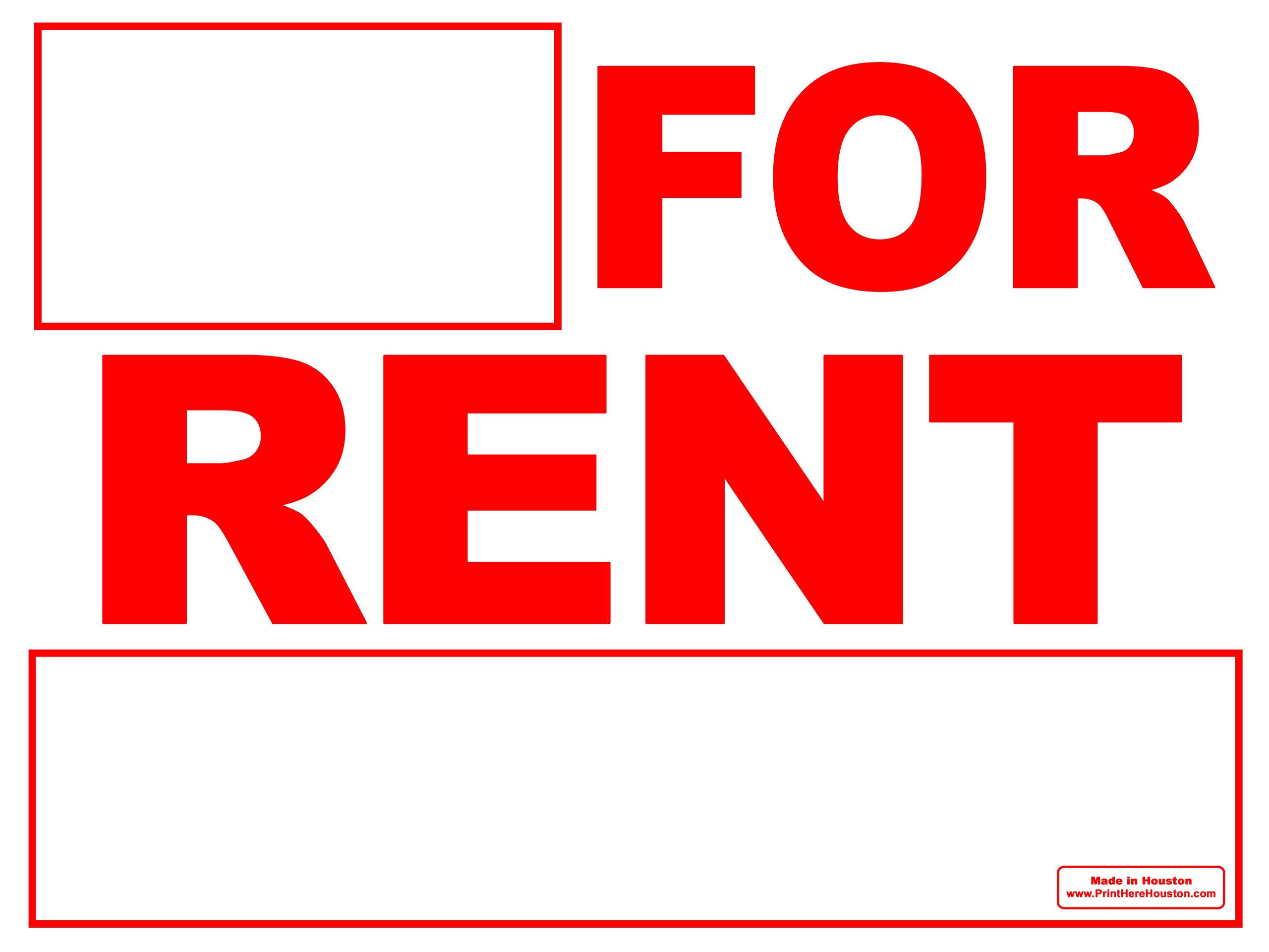 FOR RENT Yard Signs Double Sided Prints on 24" x 18" Corrugated Plastic Lawn Sign + Heavy Duty H-Stakes Wire Stand (2)