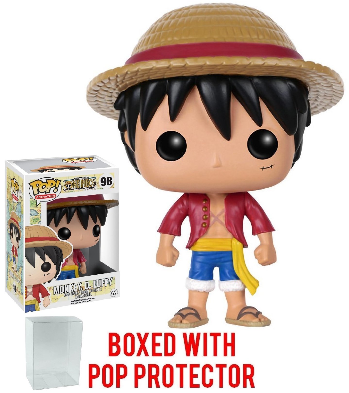 Funko POP One Piece - Monkey D. Luffy Pop! Vinyl Figure (Bundled with Compatible Pop Box Protector Case) Multicolor 3.75 inches