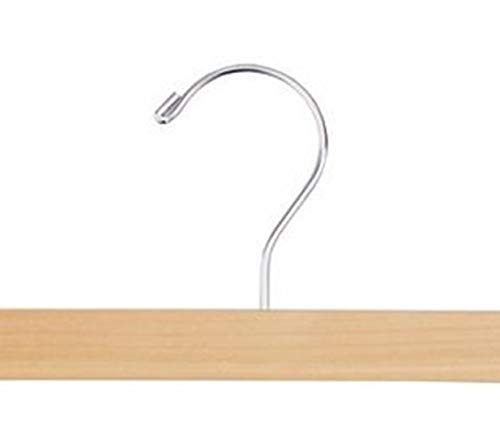 NAHANCO 6214RCCH10 14” Wooden Pant Skirt Hanger with Chrome Hook and Clips, Natural (Pack of 10)