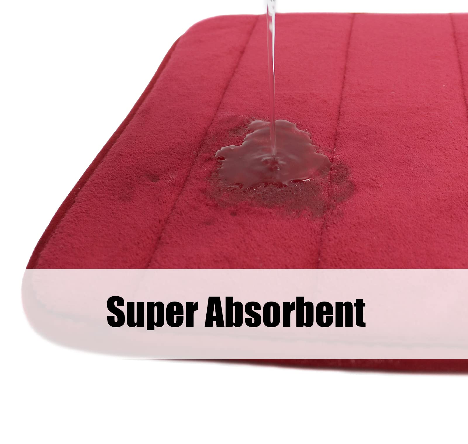 SK Studio Memory Foam Bath Mat Non Slip Absorbent Bathroom Rugs Thick Soft Dry Fast for Kitchen Runner Mat for Kitchen Floors Red, 16x24 inch