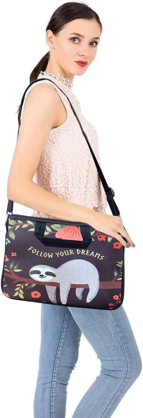 RICHEN 11 11.6 12 12.5 13 inches Laptop/Chromebook/Notebook PC Messenger Bag Tablet Travel Case Neoprene Handle Sleeve with Shoulder Strap (11-13.3 inch, Sloth)