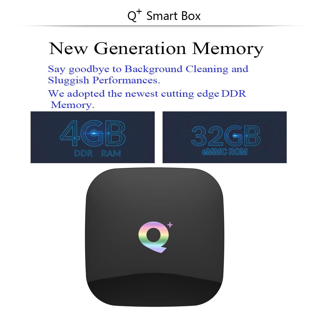Android 10.0 TV Box 4GB RAM 32GB ROM Q Box QPLUS Quad-Core Cortex-A53 64 Bits Support 2.4GHz WiFi 4K 3D Ultra HD H.265,USB 3.0 Smart TV Box