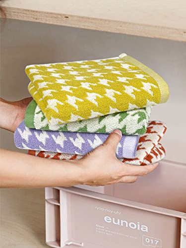 Bathroom Hand Towels 29β x 13β, Ultra Soft Hand Towel Set Houndstooth Pattern, 4 Pack Face Towels for Daily Use, Orange Yellow Green Lilac