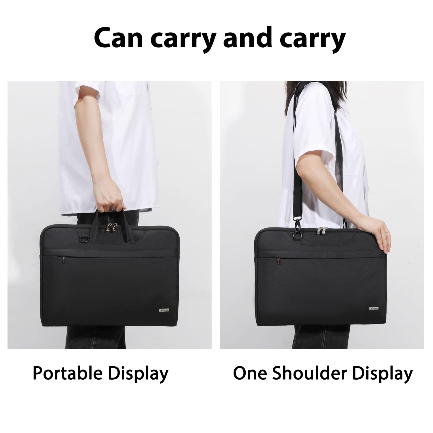 V Voova Laptop Bag 15.6 inch with Shoulder Strap & Handle, Waterproof Laptop Case Sleeve Compatible with 15-16”MacBook Air/Pro, HP Acer Asus Dell Lenovo, Slim Computer Bag for Men Women, Black
