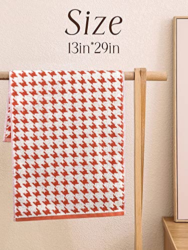Bathroom Hand Towels 29β x 13β, Ultra Soft Hand Towel Set Houndstooth Pattern, 4 Pack Face Towels for Daily Use, Orange Yellow Green Lilac