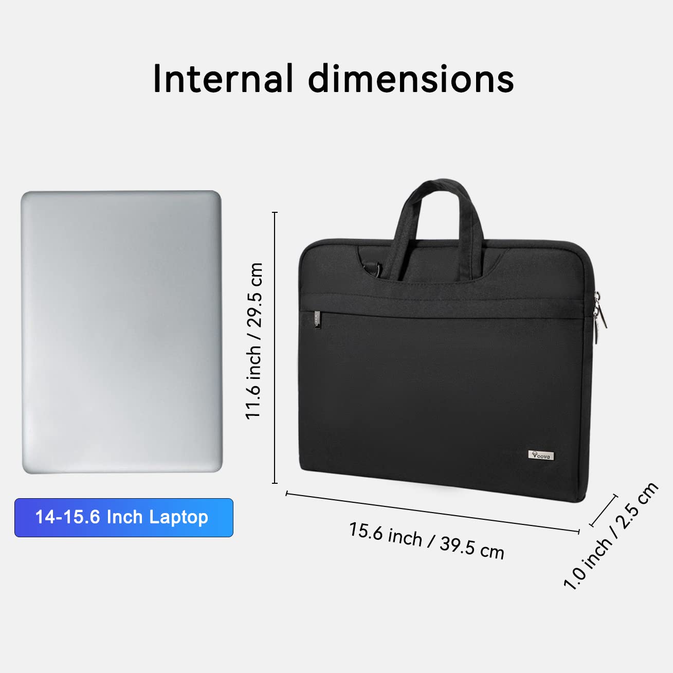 V Voova Laptop Bag 15.6 inch with Shoulder Strap & Handle, Waterproof Laptop Case Sleeve Compatible with 15-16”MacBook Air/Pro, HP Acer Asus Dell Lenovo, Slim Computer Bag for Men Women, Black