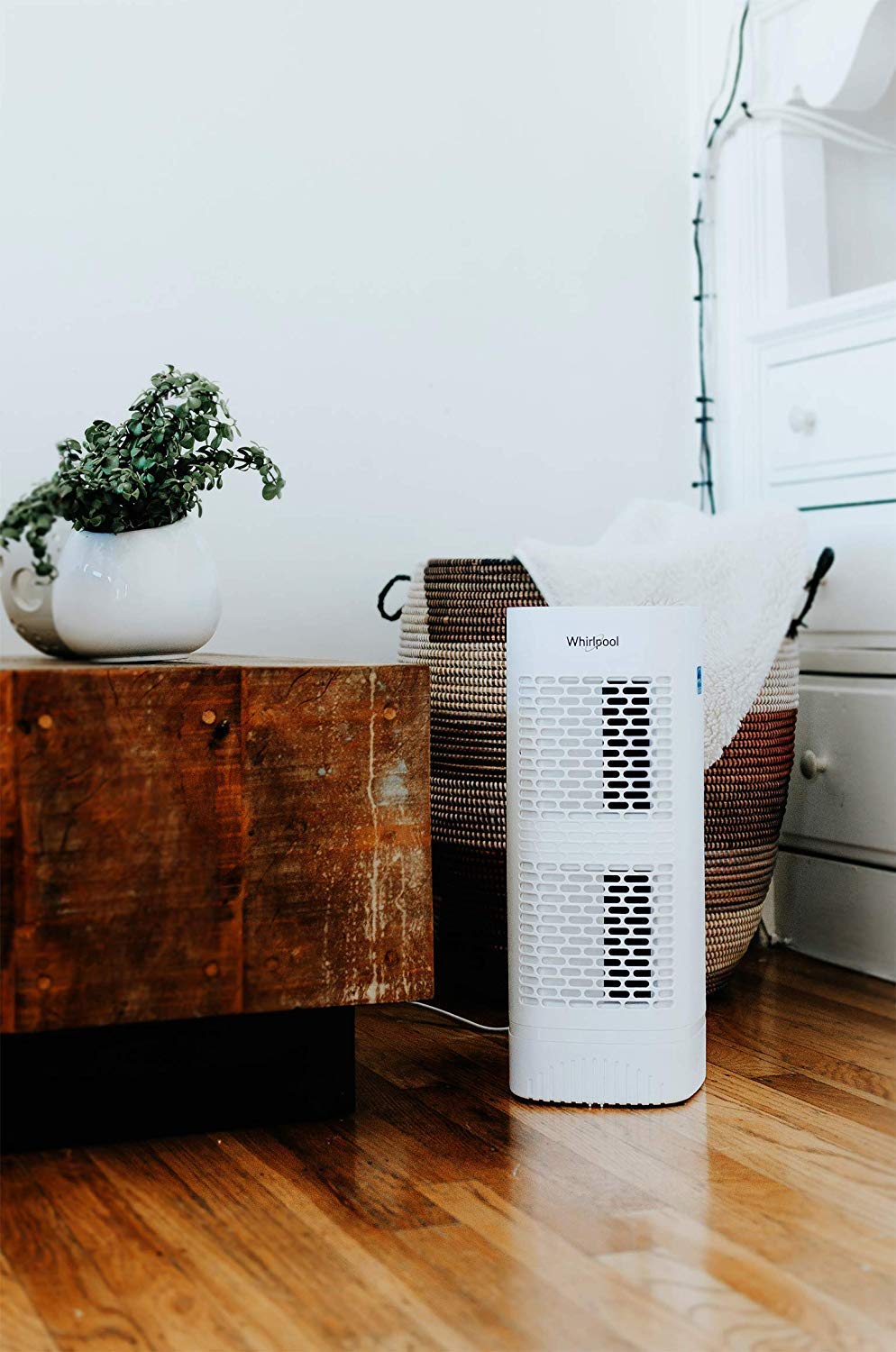 Whirlpool Whispure WPT60P, True HEPA Air Purifier, Activated Carbon Advanced Anti-Bacteria, Ideal for Allergies, Odors, Pet Dander, Mold, Smoke, Smokers, and Germs, Medium, White
