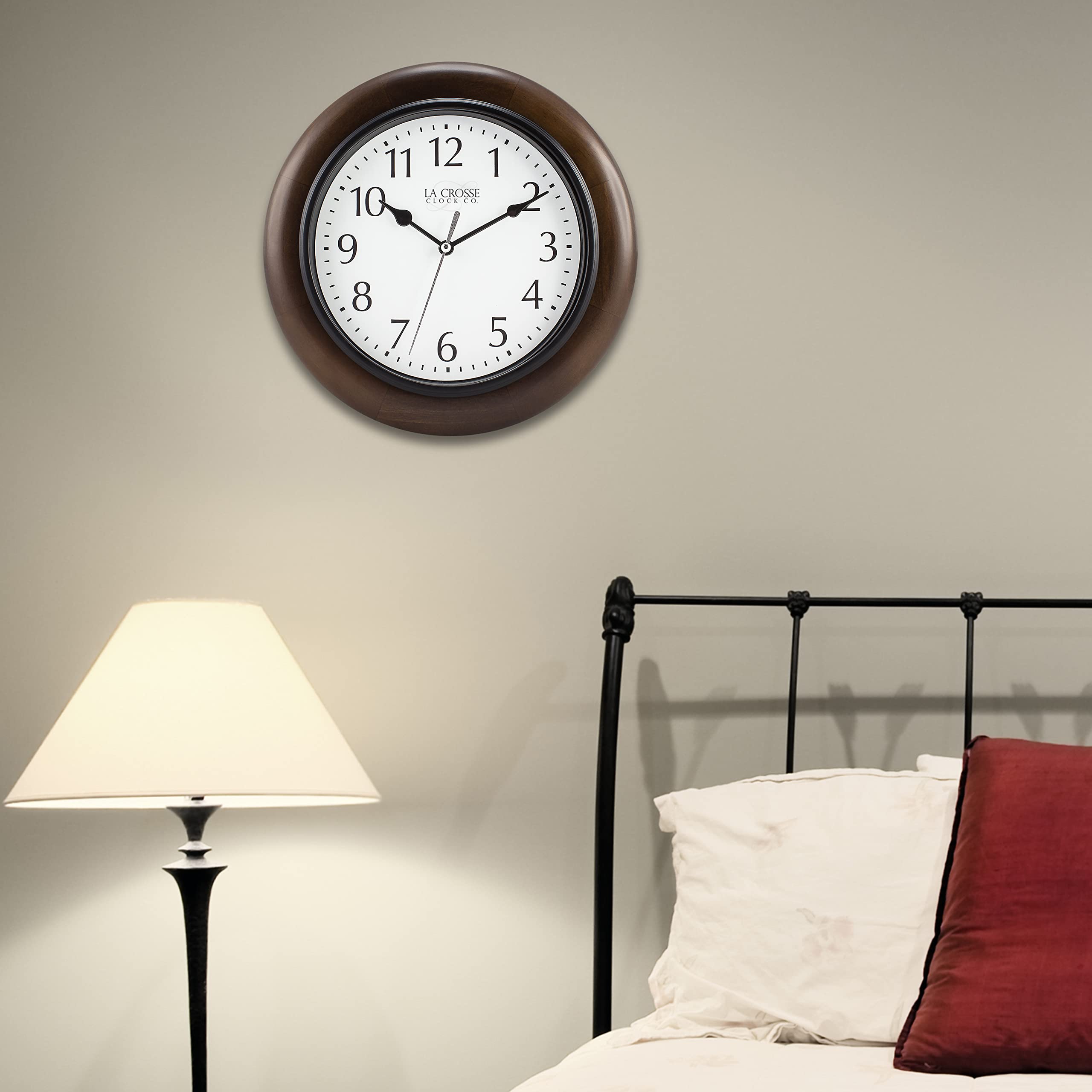 La Crosse Clock 404-2625 10 in Linwood Quartz Wood Wall Clock