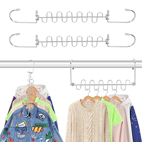 FYY Magic Hangers Space Saving Closet Organizer Clothes Storage Hangers 2 Pack Multifunctional 360°Rotation Stainless Steel Clothes Hanger for Wardrobe Heavy Clothes, Shirts, Pants, Dresses, Coats