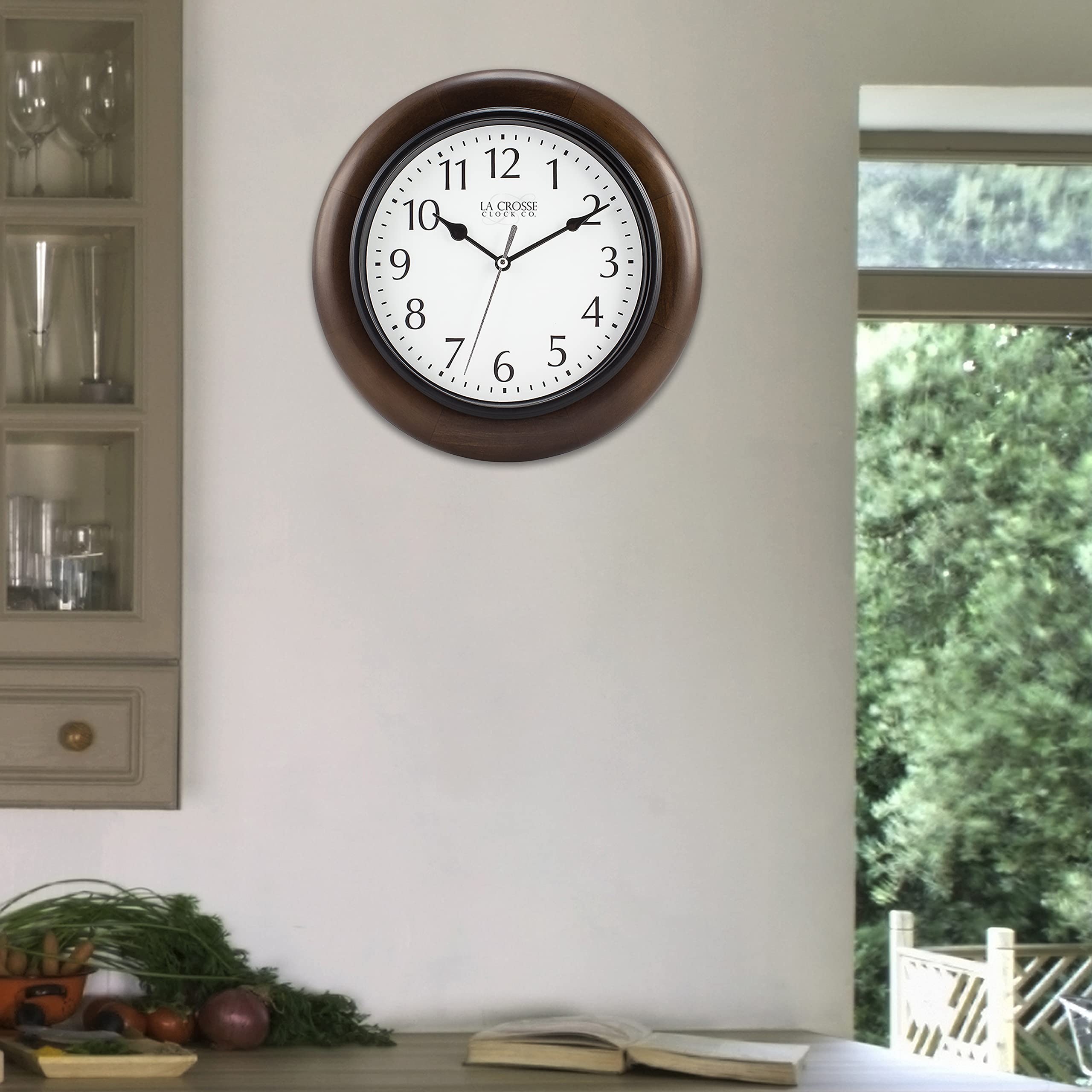 La Crosse Clock 404-2625 10 in Linwood Quartz Wood Wall Clock