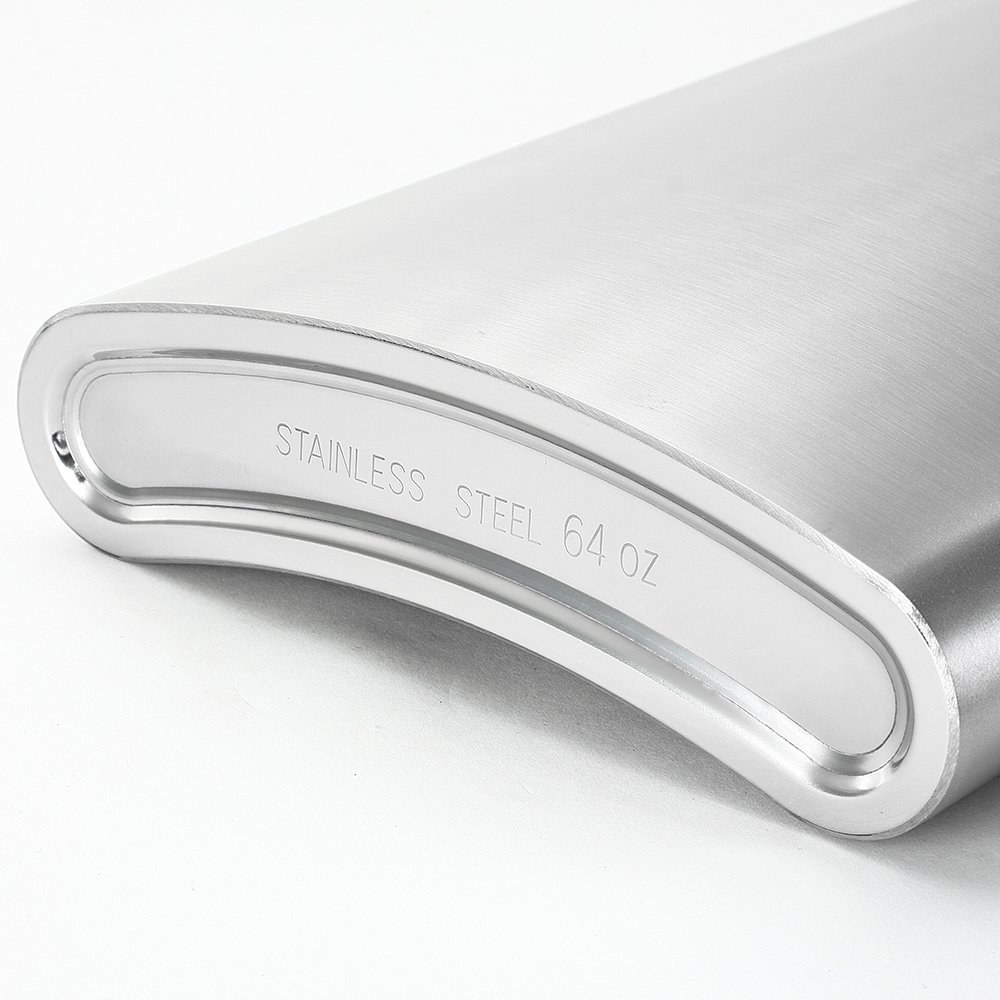 YWQ 64 oz Classic Style Stainless Steel Liquor Whiskey Hip Flask Silver