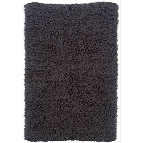 Riverbay Furniture 8' x 10' Hand Woven Shag Wool Rug in Gray
