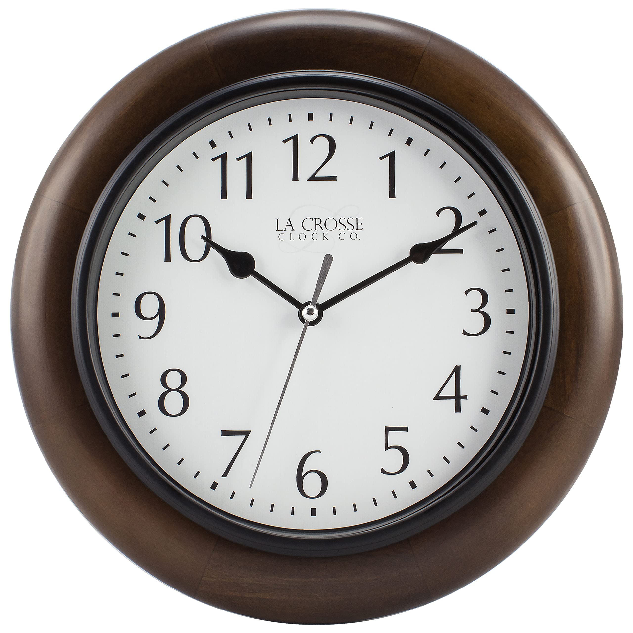 La Crosse Clock 404-2625 10 in Linwood Quartz Wood Wall Clock