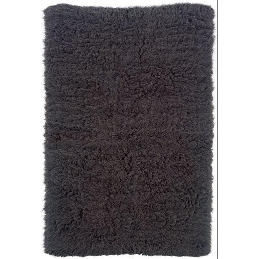 Riverbay Furniture 8' x 10' Hand Woven Shag Wool Rug in Gray