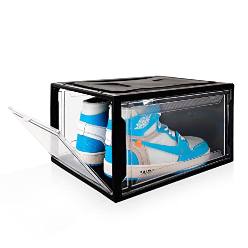 Clear Shoe Boxes Stackable, Display Shoe Storage with Lids, Sneaker Storage Shoe Box, Magnetic Door, Easy Assemble, Space Saving