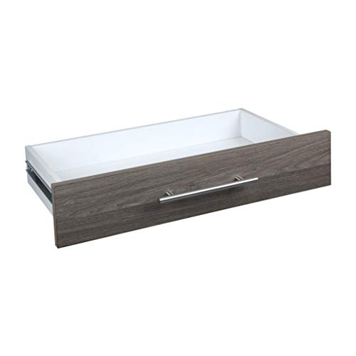 ClosetMaid SuiteSymphony Wood Drawer, Add On Accessory, Modern Style, for Storage, Closet Clothes, x 5” Size for 25 in. Units, Graphite Grey/Satin Nickel