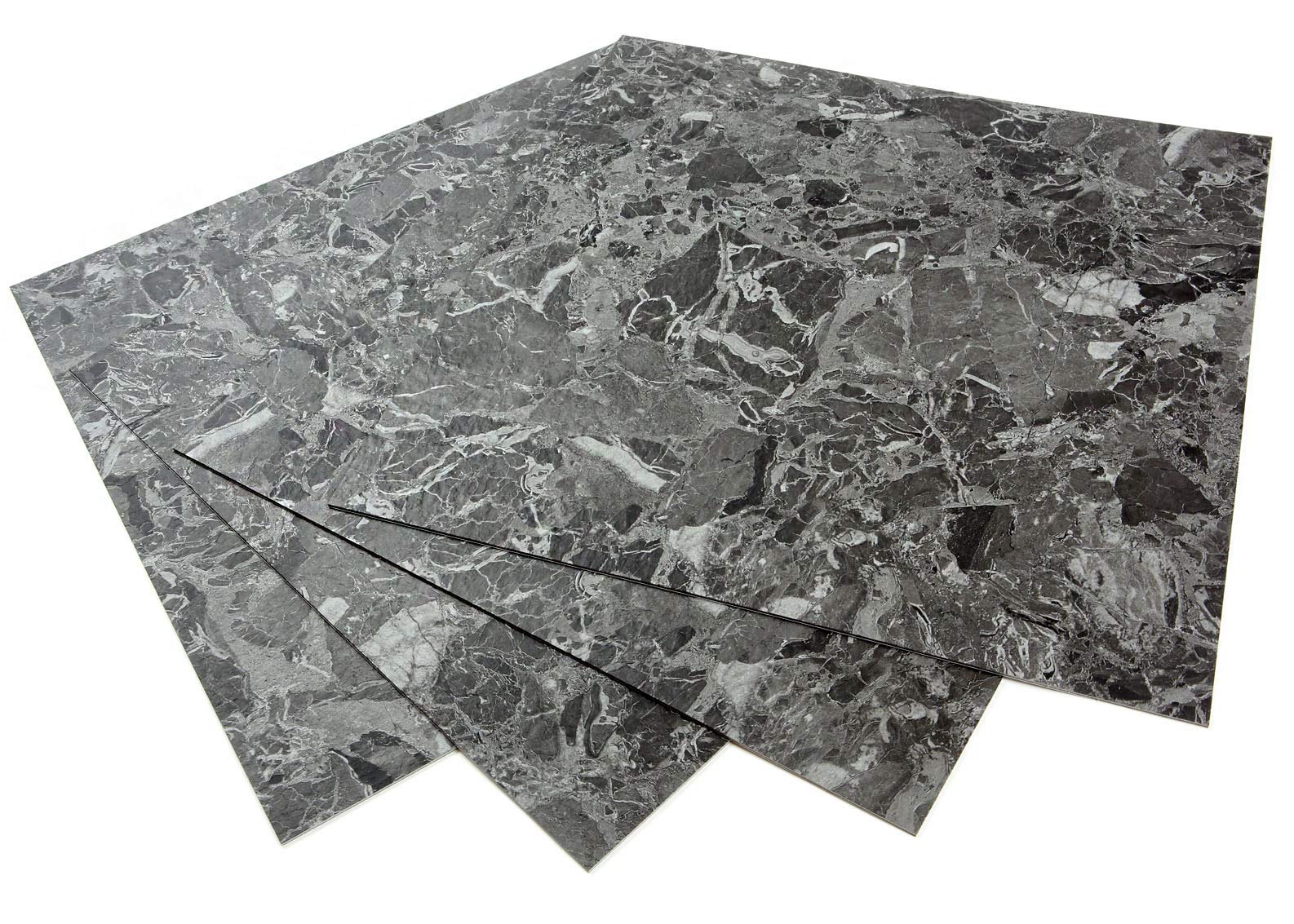 ROSEROSA Peel and Stick Engineered PVC Tiles Marble Granite Pattern Durable Vinyl Flooring (ECK-303 : Square 4 Tiles)