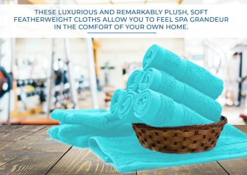 DAN RIVER 100% Cotton Face Towels 12 Pack - Premium Quality Washcloths Soft and Highly Absorbent Towels for Bathroom, Spa, Gym - Quick Dry Essential for Body and Daily Use 12x12 in, 600 GSM – Aqua
